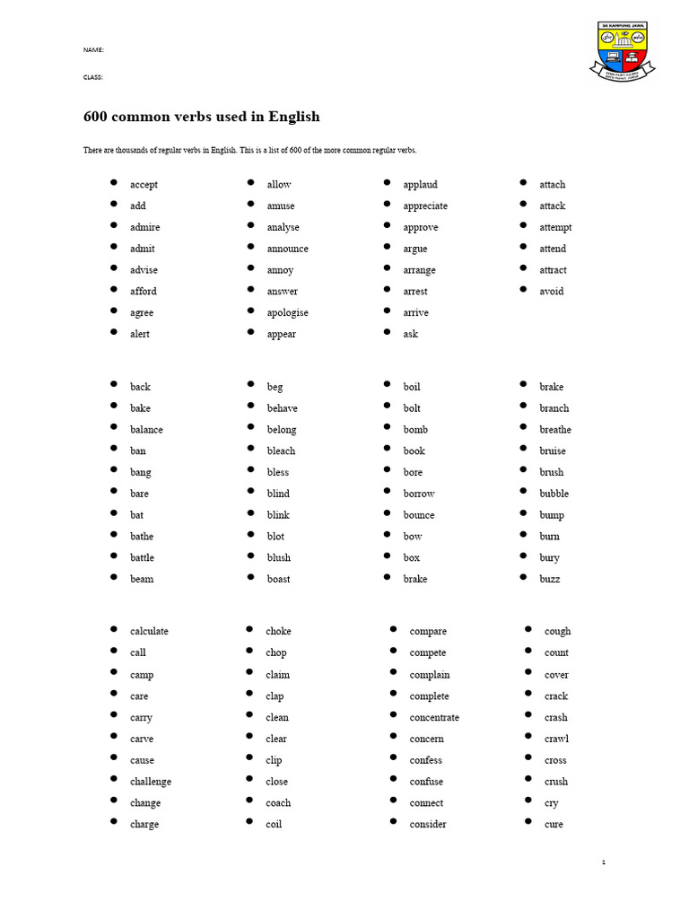 Common Verbs Used in English | PDF