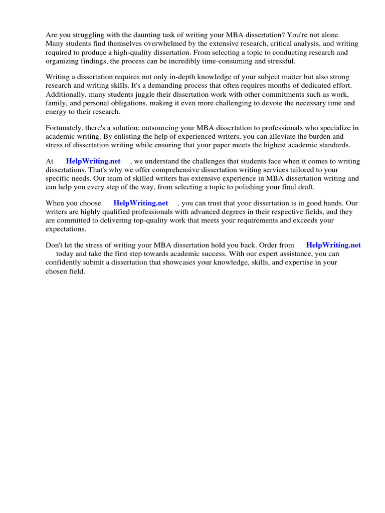 Mba Dissertation Outsourcing | PDF | Thesis | Master Of Business ...
