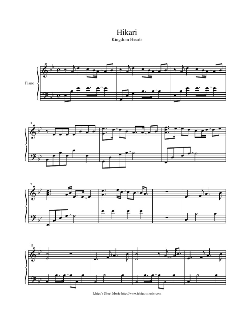 Kingdom Hearts - Hikari - Simple and Clean Piano | PDF