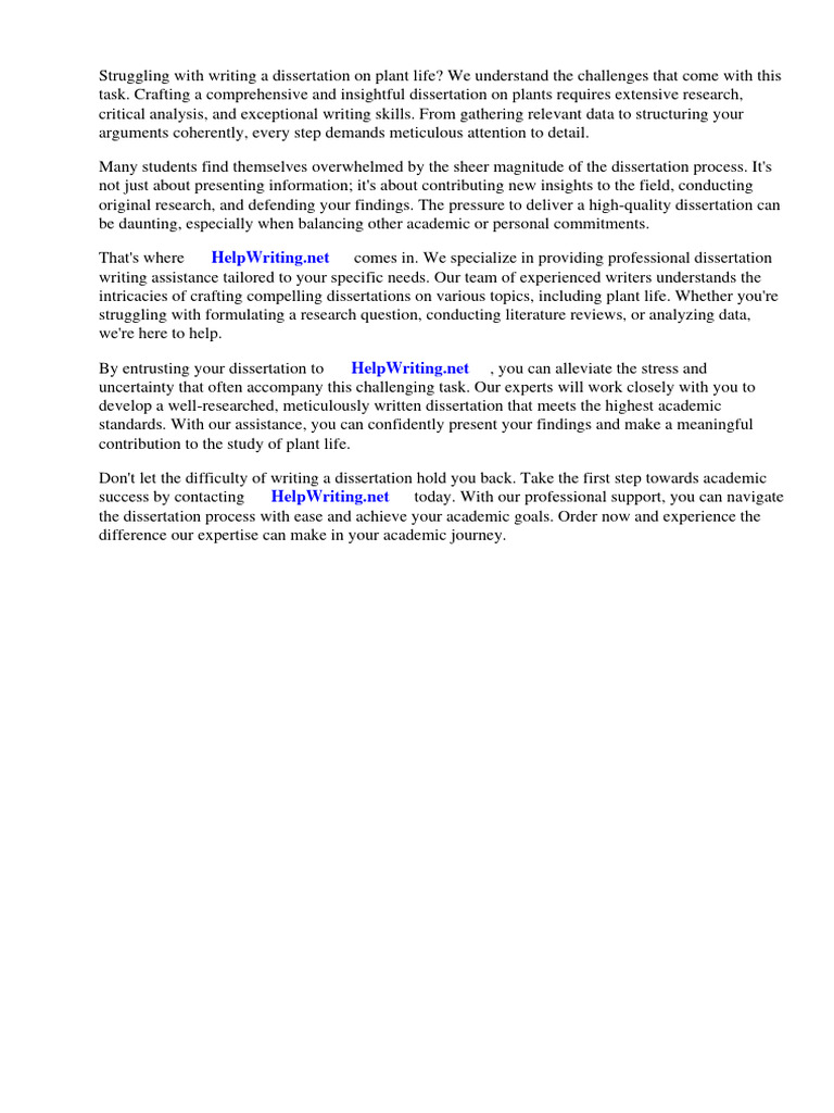 Dissertation Writing Help on Plants | PDF | Scribd | Thesis