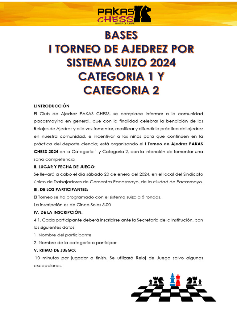 Bases I Torneo de Ajedrez Suizo | PDF | Árbitro | Juegos competitivos