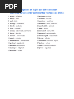 Adjetivos para Describir Sentimientos y Estados de Ánimo | PDF