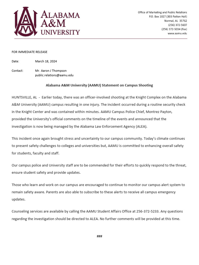AAMU Statement | PDF | Social Science | Science & Mathematics