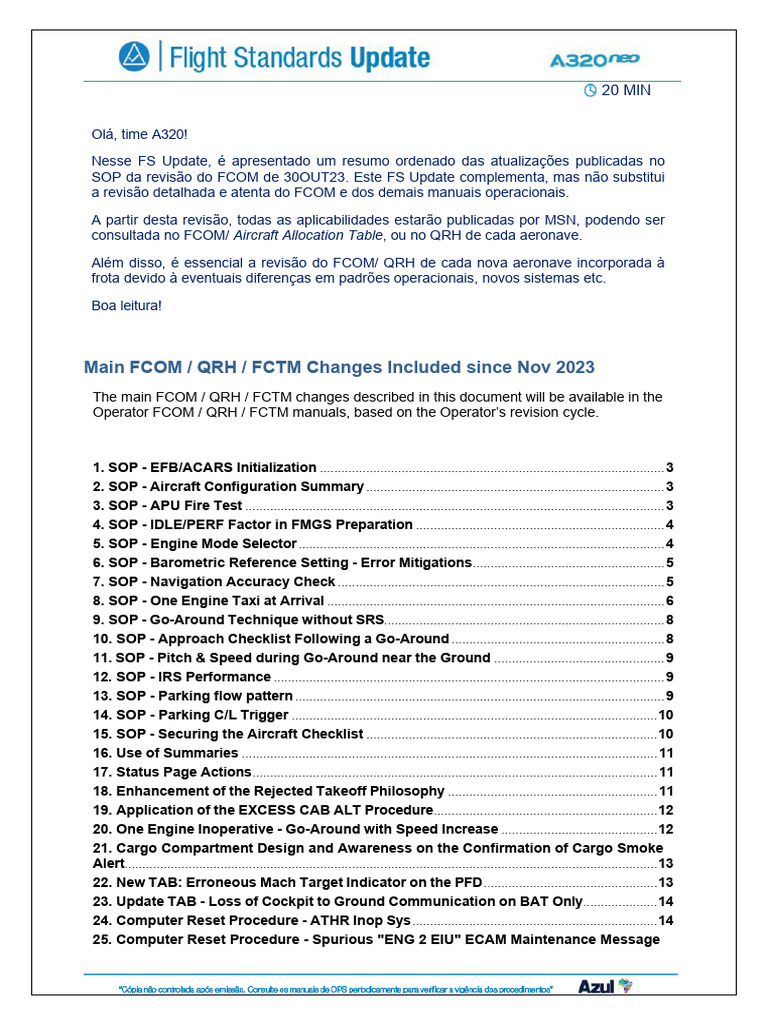 A320 FCOM Updates - October 2023 | PDF | Cockpit | Aircraft