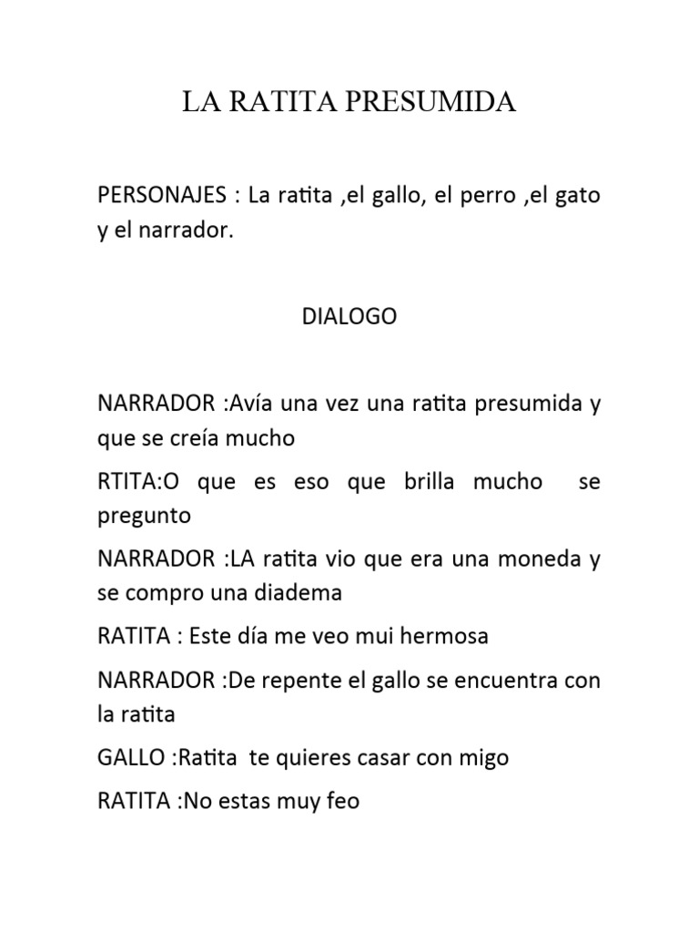 La Ratita Presumida: Cuento Infantil | PDF