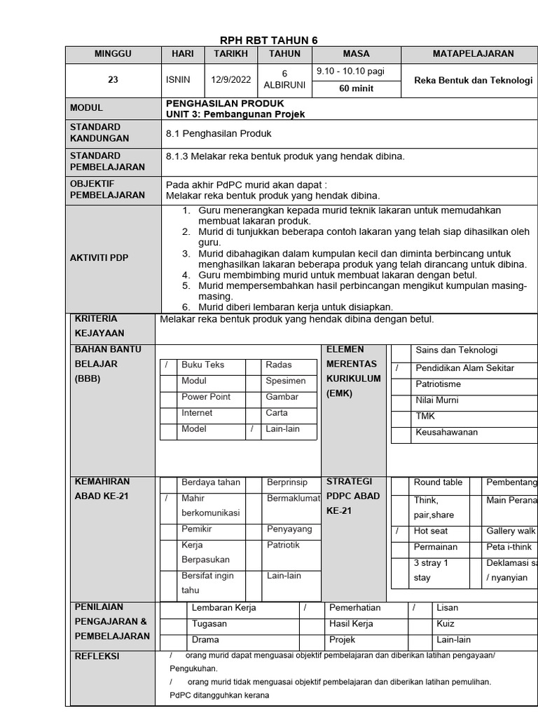 RBT Tahun 6 2022 m23 | PDF