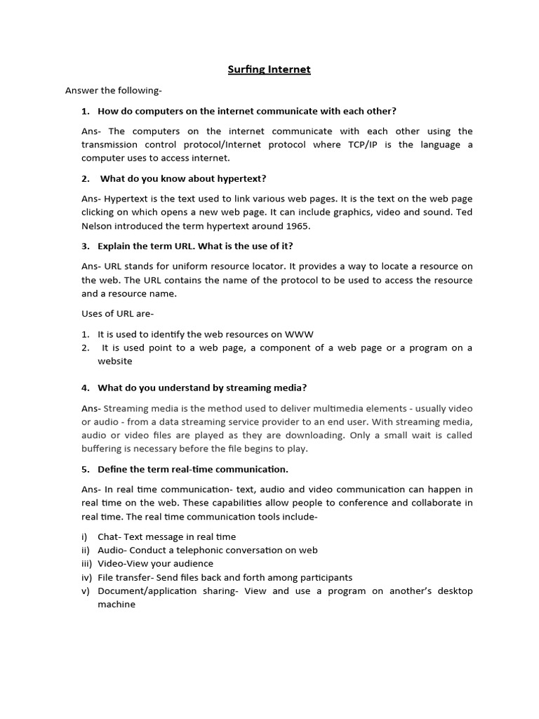 Class VIII Surfing Internet | PDF | World Wide Web | Internet & Web