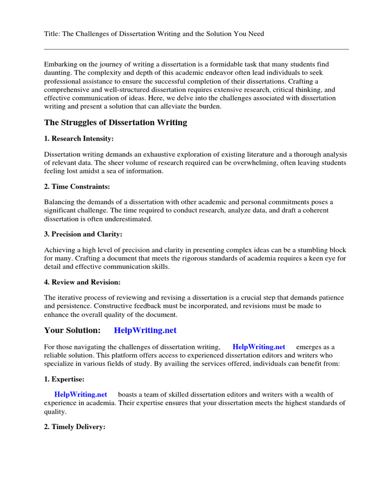 Dissertation Writing Challenges & Solutions | PDF | Thesis | Editing