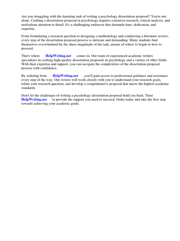 Sample Psychology Dissertation Proposal | PDF | Psychology | Thesis