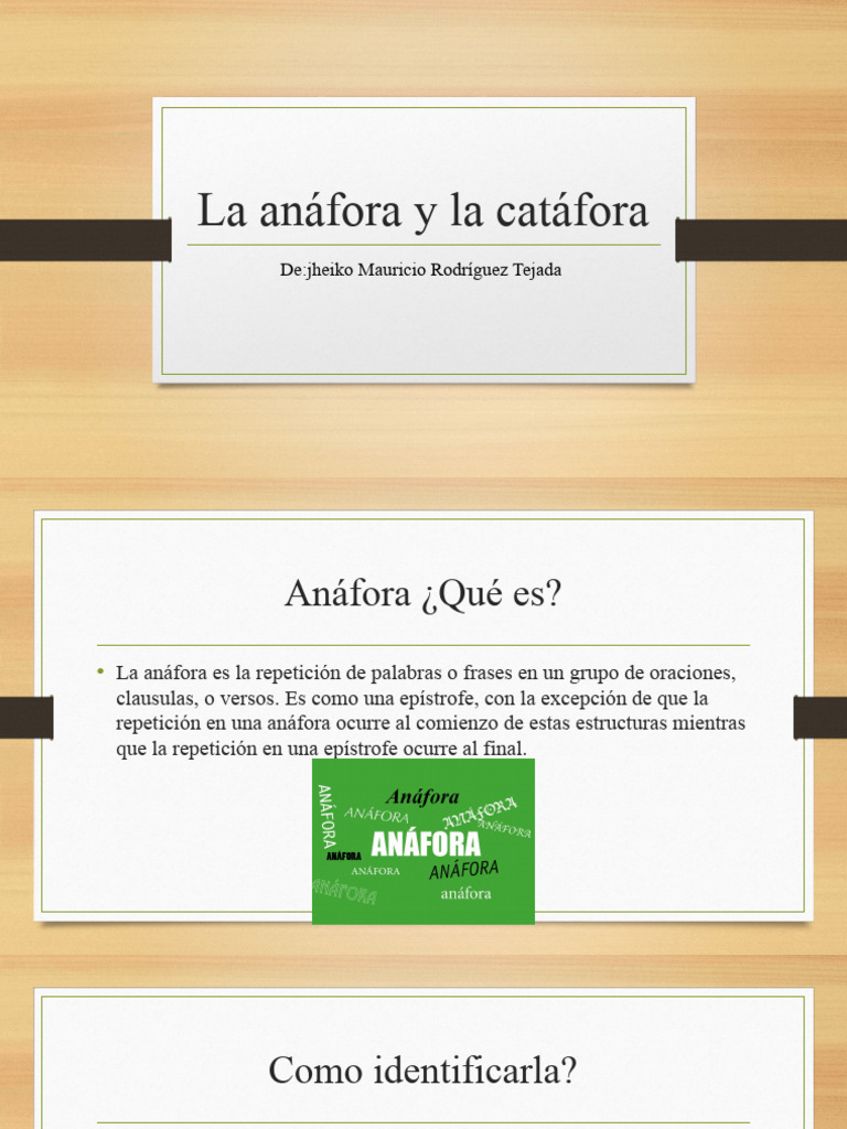 La Anáfora y Catáfora Powerpoint | PDF | Pronombre | Adverbio