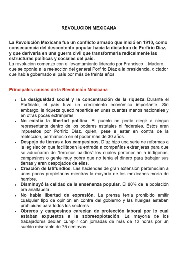 Revolucion Mexicana Apunte | PDF | revolución mejicana | México