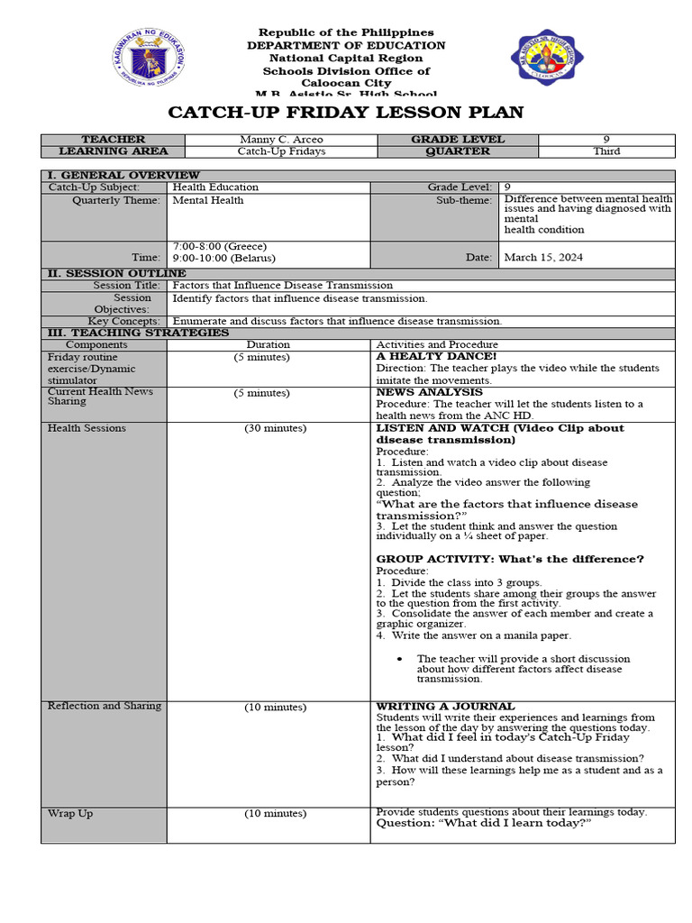 Cuf LP 9 Health Education | PDF | Teachers | Health Education