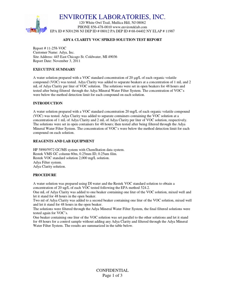 VOC Lab Test | PDF | Volatile Organic Compound | Litre