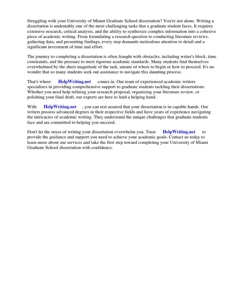 University of Miami Graduate School Dissertation | PDF | Doctor Of ...