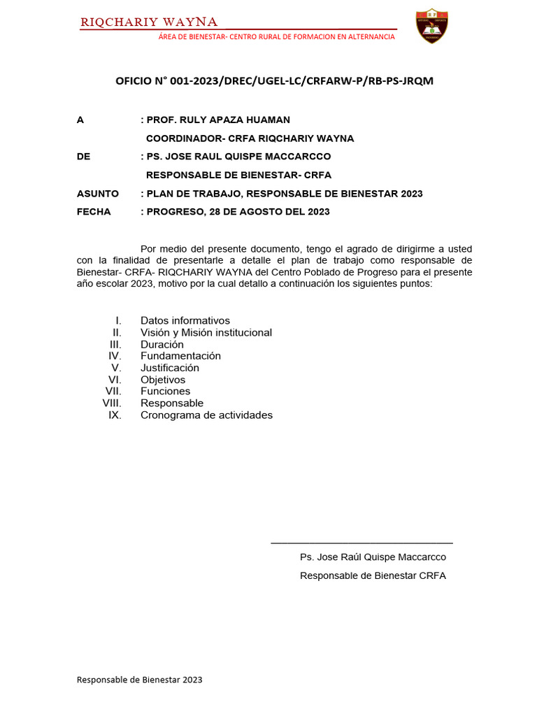 Plan Responsable de Bienestar 2023-progreso | PDF | Aprendizaje | Familia