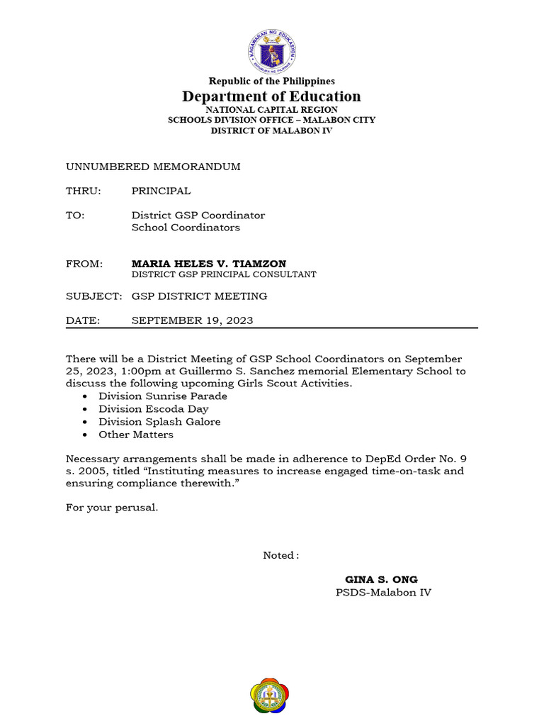 GSP District Memo | PDF