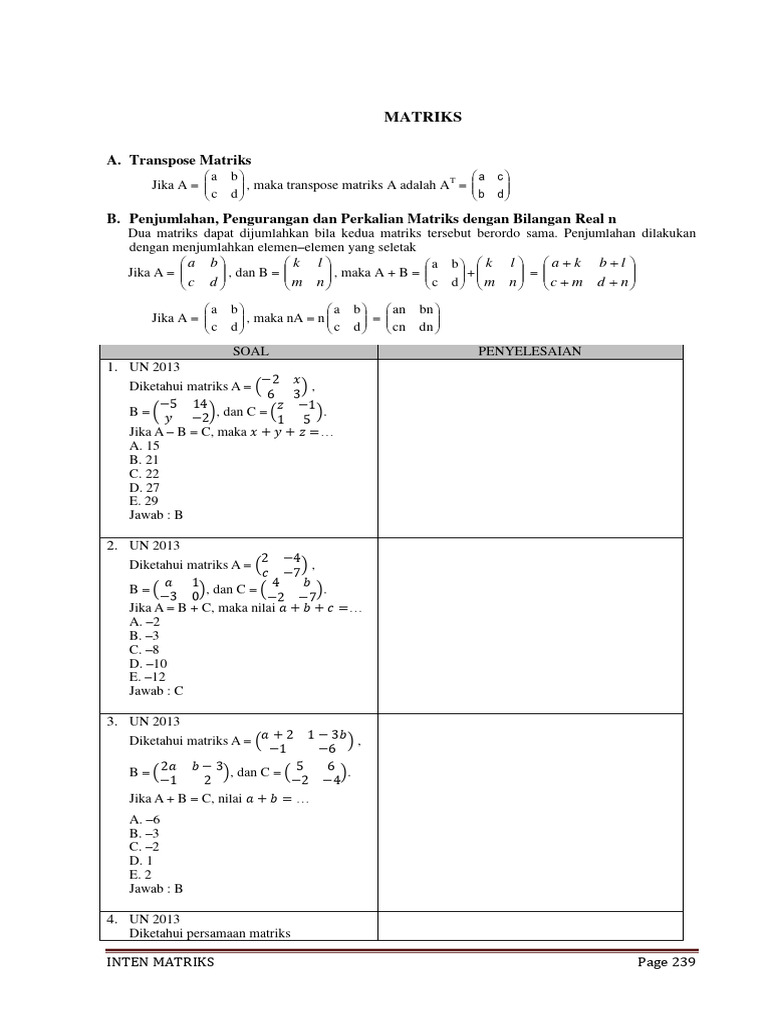 Inten Matriks | PDF