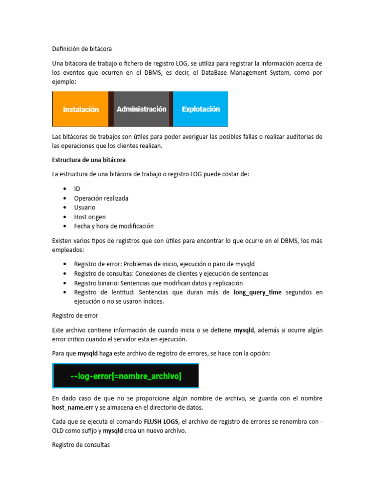 Definición de Bitácora | PDF | Bases de datos | Archivo de computadora
