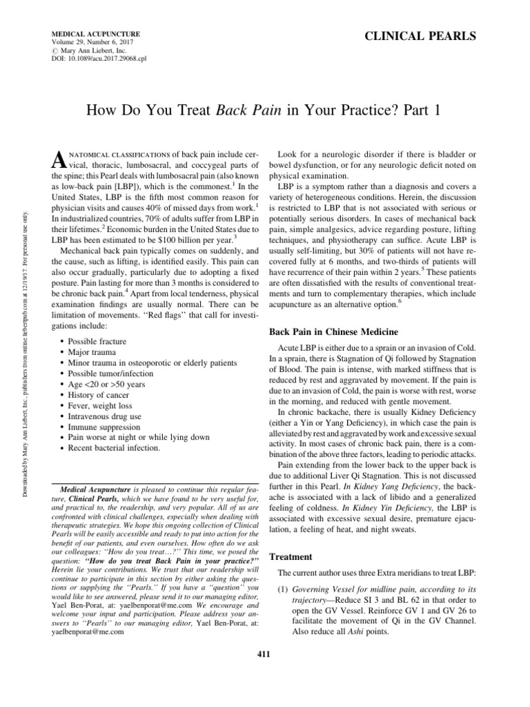 ICBA Treatment of Back Pain | PDF | Back Pain | Pain
