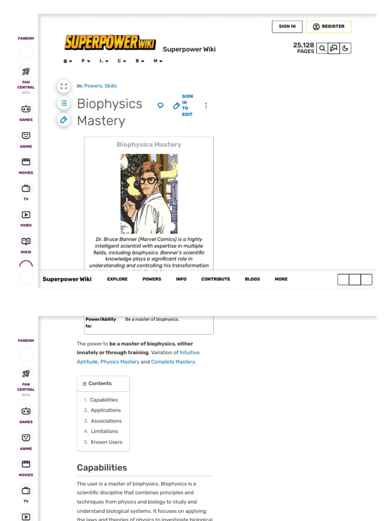 Biophysics Mastery - Superpower Wiki - Fandom | PDF | Biophysics | Wiki Biophysics Mastery - Superpower Wiki - Fandom | PDF | Biophysics | Wiki