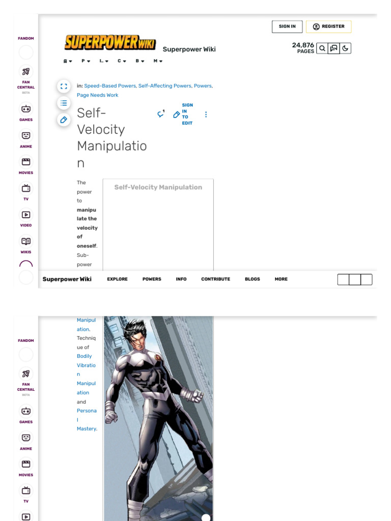 Self-Velocity Manipulation - Superpower Wiki - Fandom | PDF | Fandom | Velocity