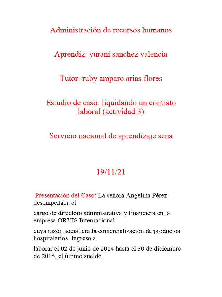 Estudio de Caso Yurani | PDF | Salario | Business