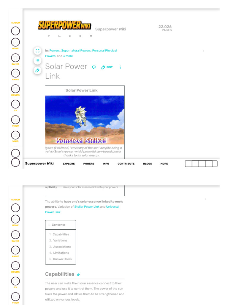 Solar Power Link - Superpower Wiki - Fandom | Download Free PDF | Wiki ...