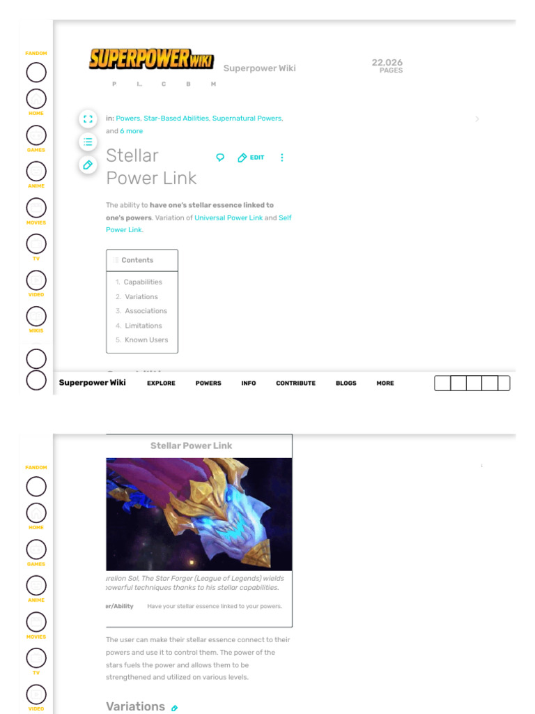Stellar Power Link - Superpower Wiki - Fandom | PDF | Wiki | Cyberspace