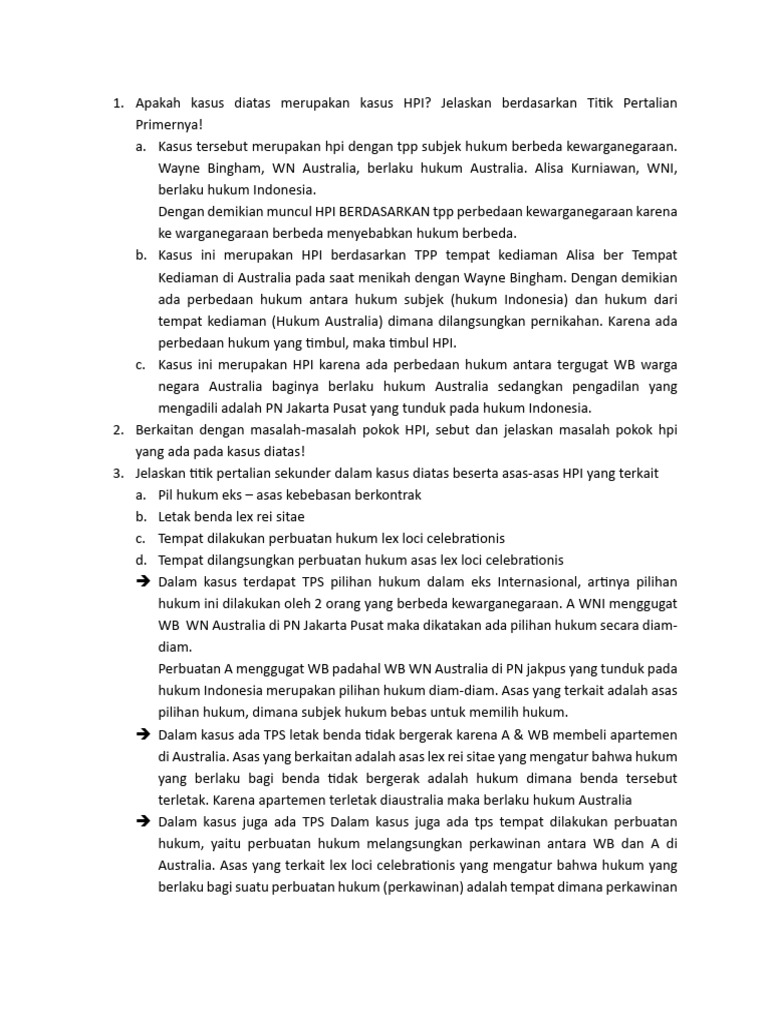 LATIHAN UTS Hukum Perdata Internasional | PDF