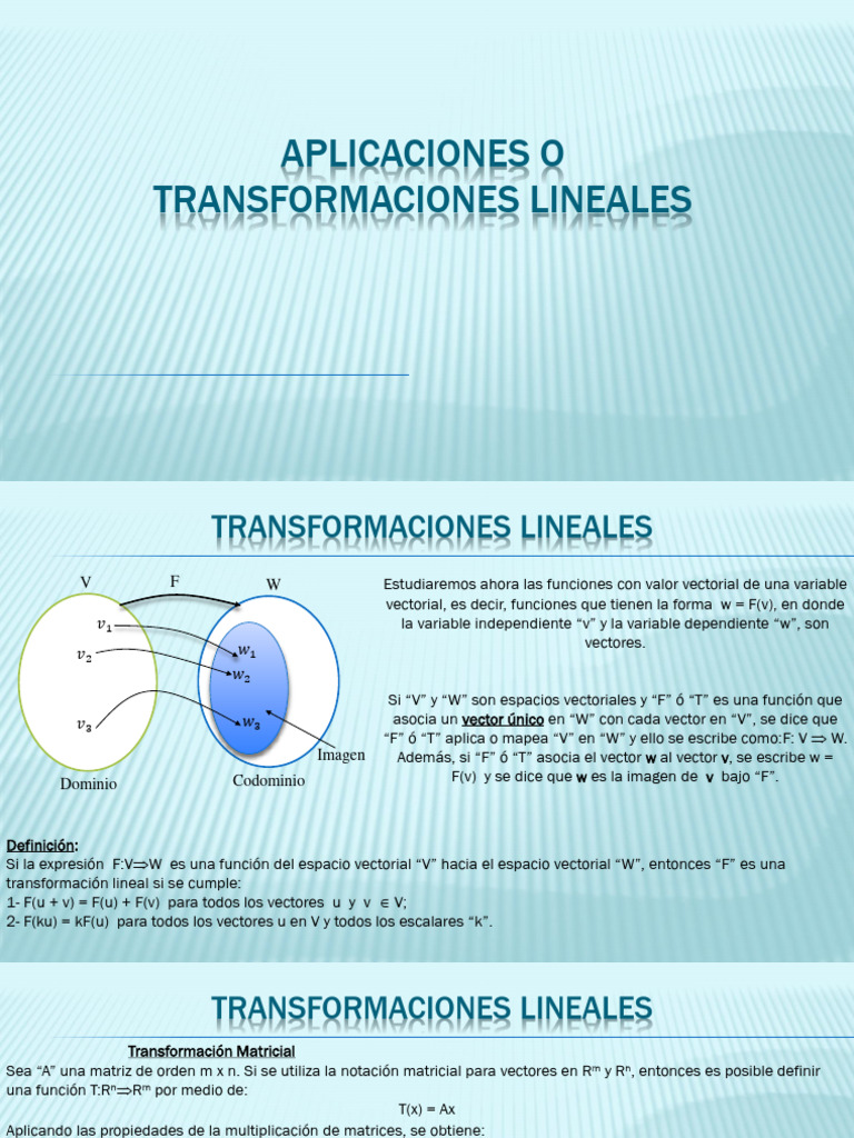 11-Aplicaciones o Transformaciones Lineales | PDF | Espacio vectorial | Mapa lineal