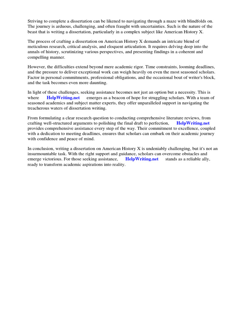 Dissertation American History X | PDF