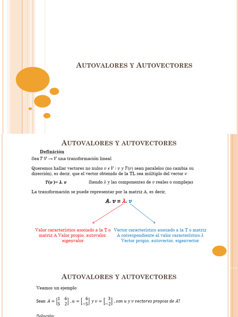 Cálculo de Autovalores y Autovectores | PDF | Valores propios y ...