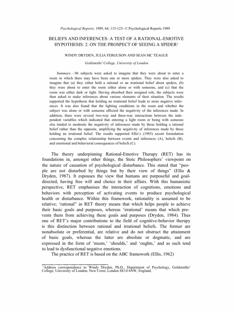 1989.2. Beliefs and Inferences-A Test of A Rational-Emotive Hypothesi 2 ...
