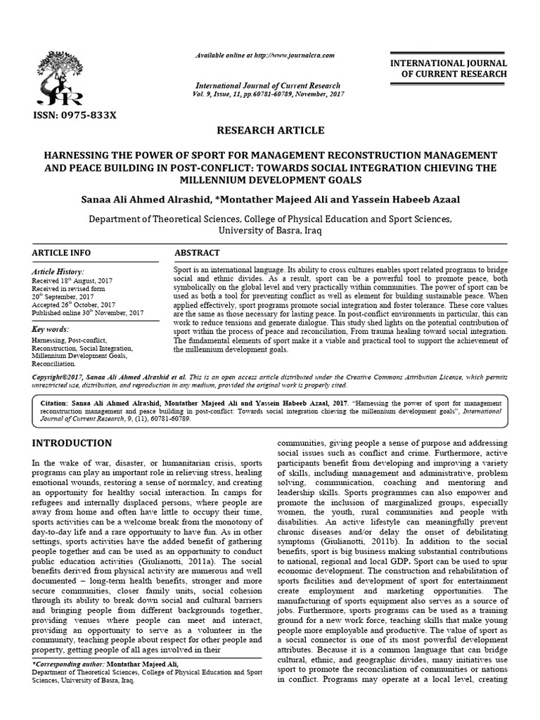 Harnessing The Power of Sport For Manage | PDF | Peacebuilding | Sports