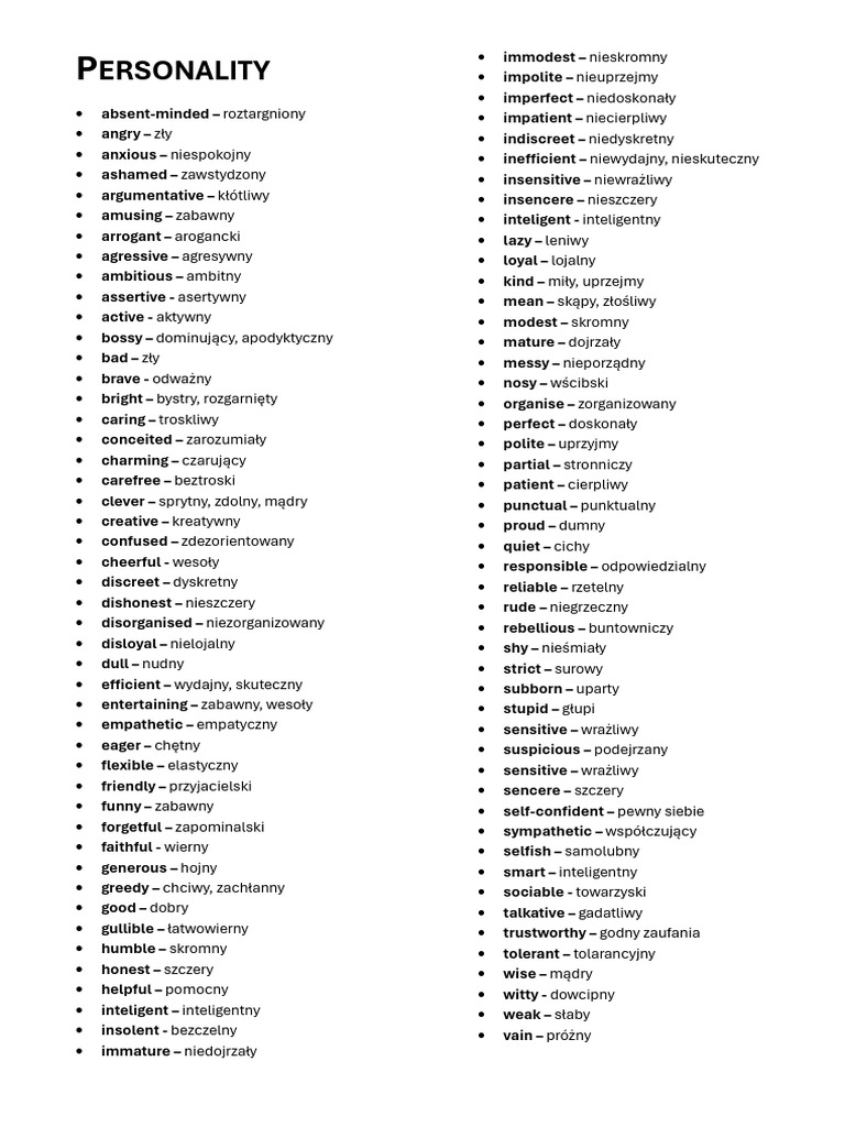 Zajęcia 12.02.2024 Personalities | PDF