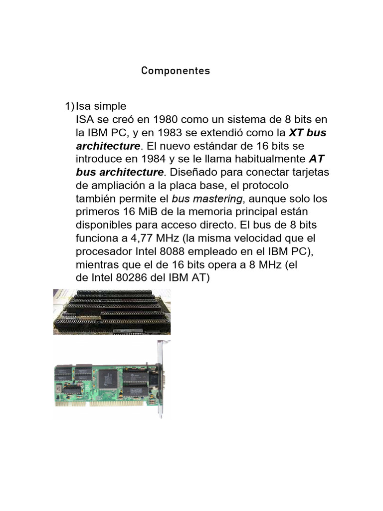 Componetes | PDF | Ingeniería Informática | Microcomputadoras