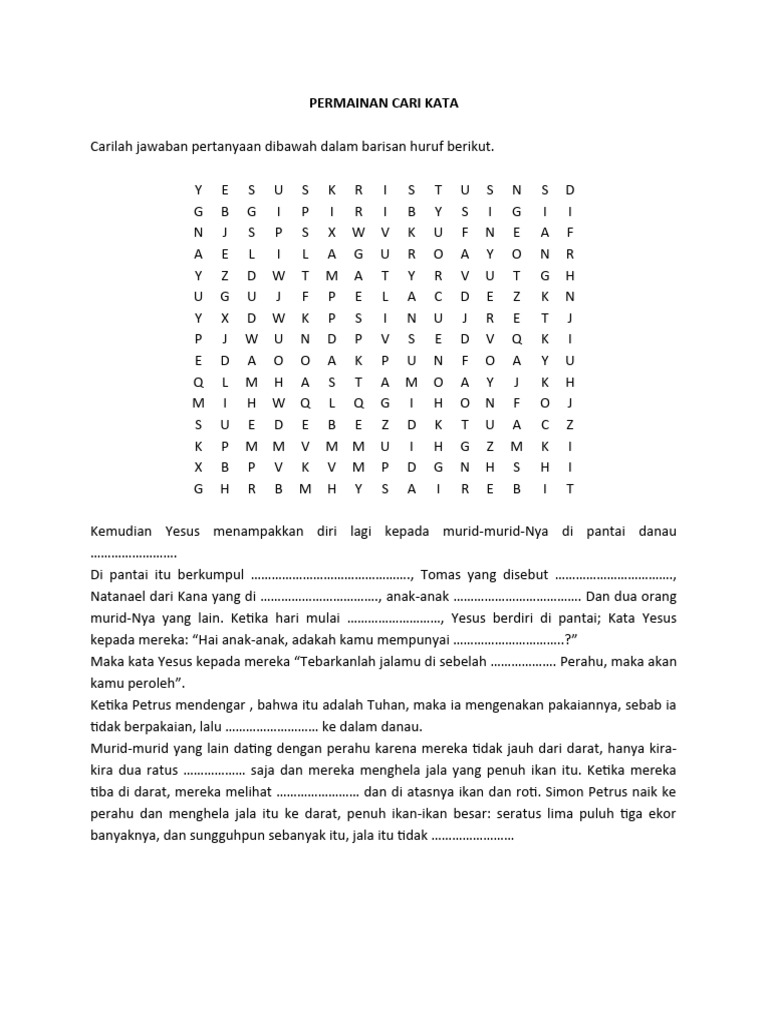Permainan Cari Kata Alkitab | PDF
