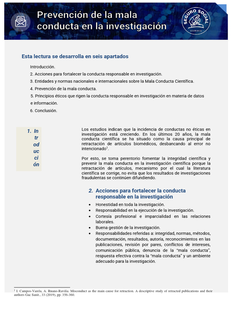 Prevención de la mala conducta en la investigación | PDF ...
