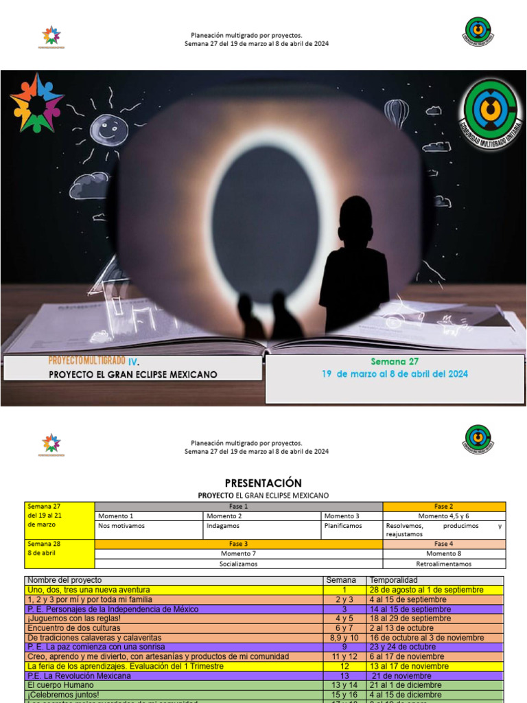 PMD ??? Proyecto Multigrado Iv El Gran Eclipse Mexicano Semana 27 Del 19 de Marzo Al 8 de Abril ...