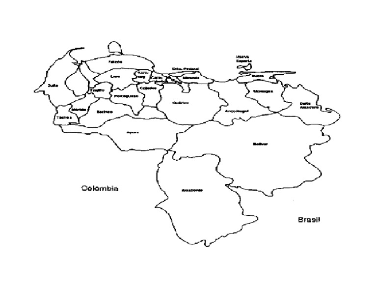 Mapa de Venezuela Con Estados para Colorear | PDF
