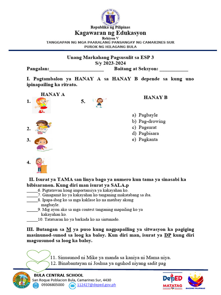 PT - Esp 3 - Q1 | PDF
