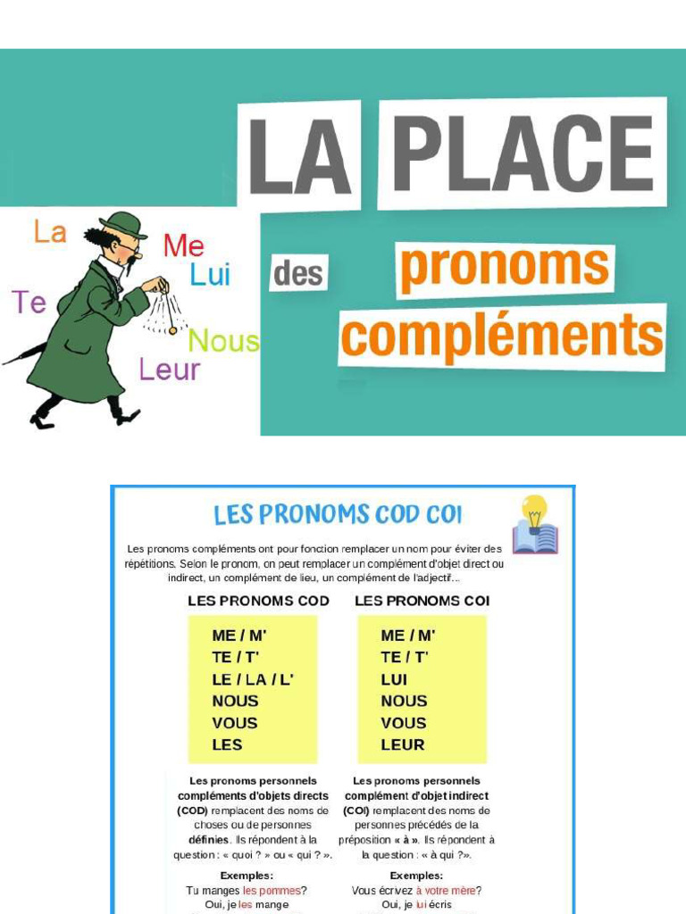 Place Pronoms Complements Français | PDF