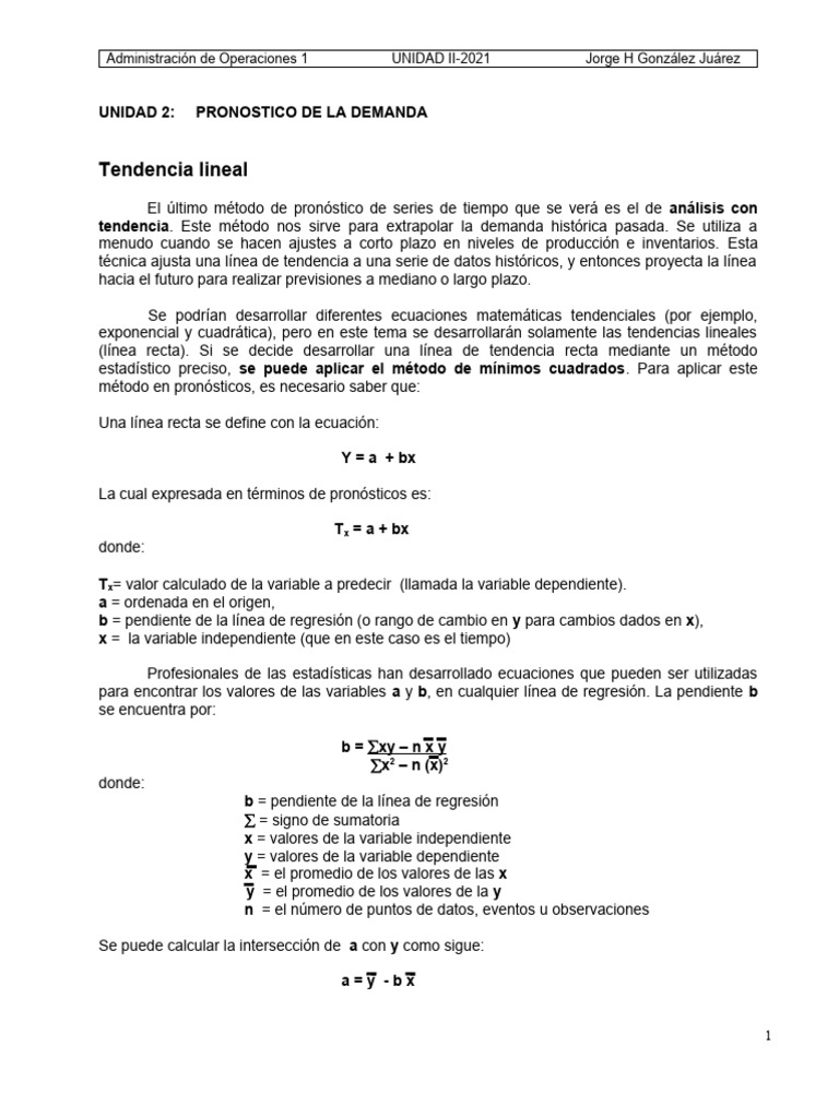 4ao I U-2 2021 Ejercicios de Tendencia Lineal | PDF | Análisis de regresión | Variable (Matemáticas)