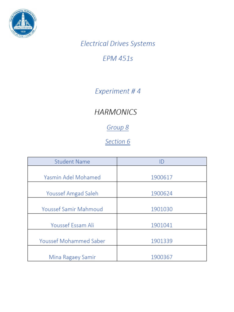 Lab - 4 - Drives - G (8) - SEC (6) (HARMONICS) | PDF | Capacitor | Passivity (Engineering)