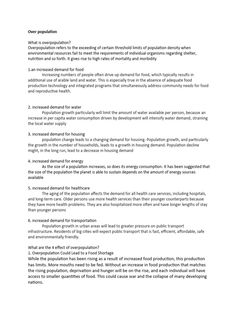 Over Population 2 | PDF | Human Overpopulation | Water