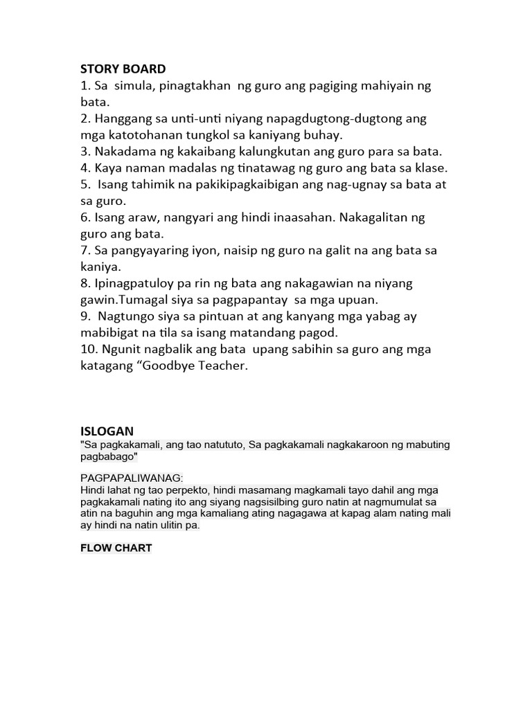 STORY BOARD, flow chart, islogan | PDF