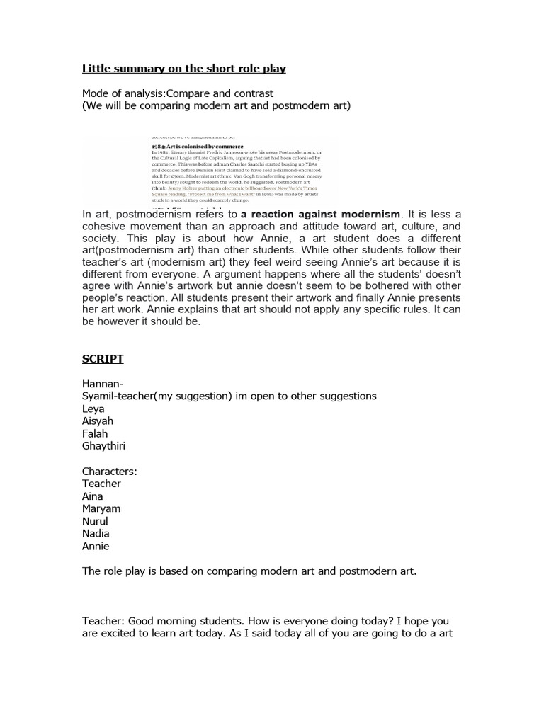 Little Summary On The Short Role Play | PDF