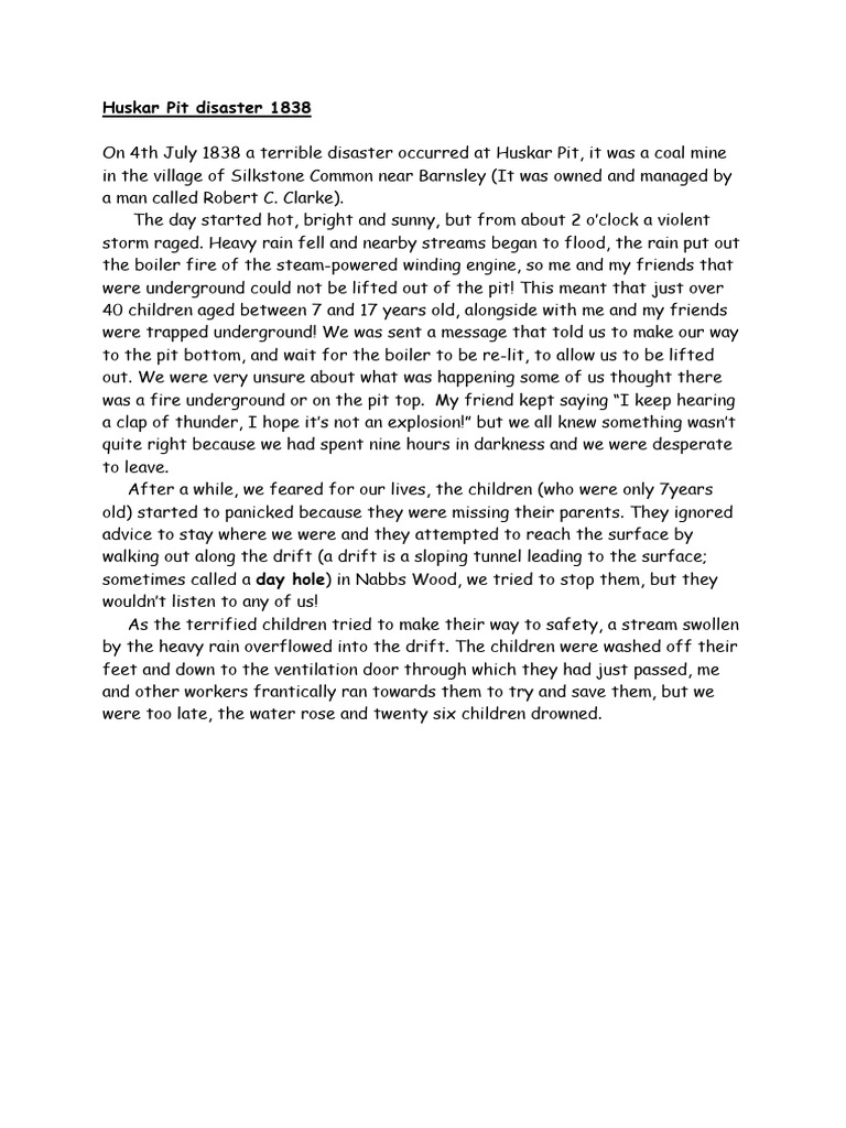 A Good Example Huskar Pit Disaster 1838 | PDF