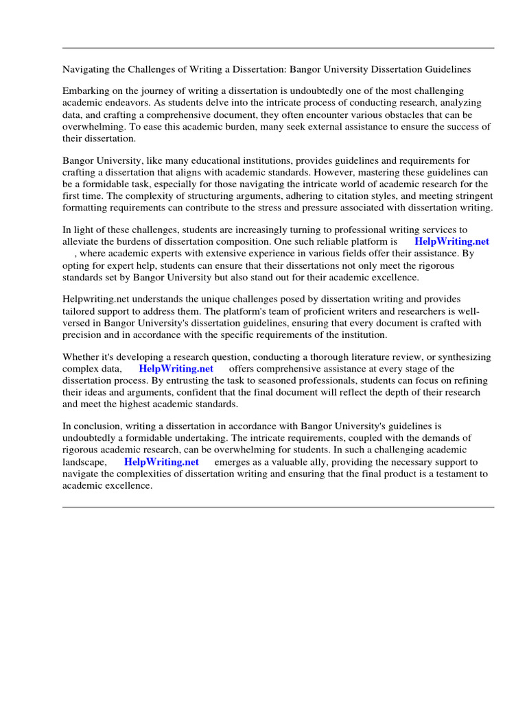 Bangor University Dissertation Guidelines | PDF | Thesis