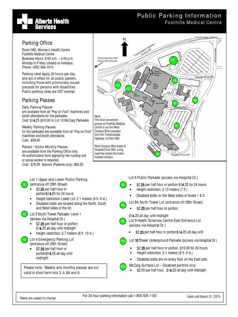 Foothills Medical Centre Parking Guide | PDF | Parking | Hospital
